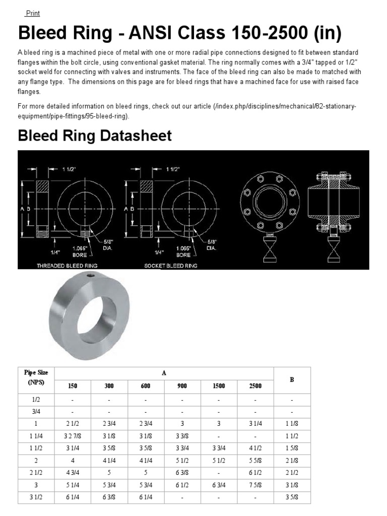Bleed Ring - ANSI Class 150-2500 (In) | PDF | Pipe (Fluid Conveyance ...