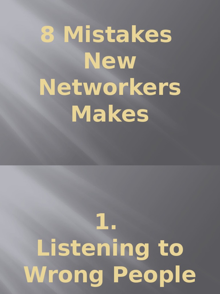 8 Mistakes New Networkers Makes | PDF