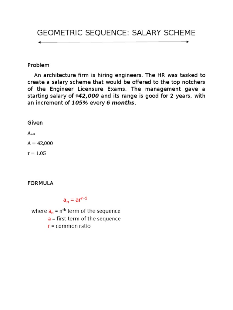 Geometric Sequence: Salary Scheme: 42,000 and Its Range Is Good For 2 ...