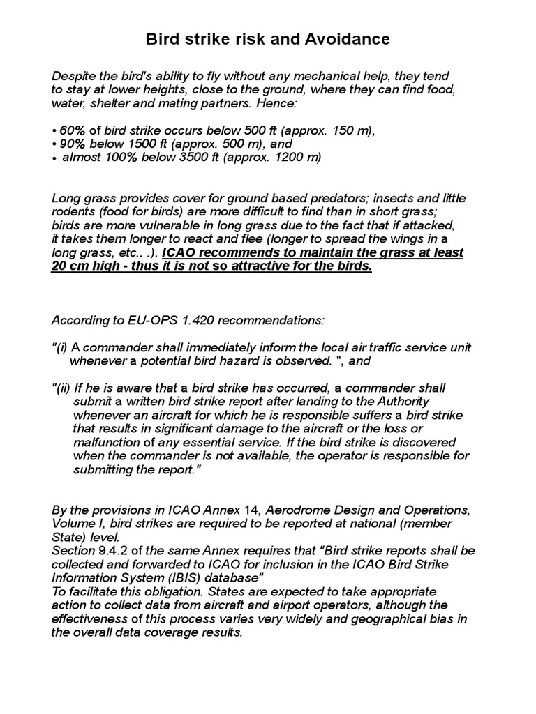 Bird Strike Risk and Avoidance PDF | PDF | Birds | Risk