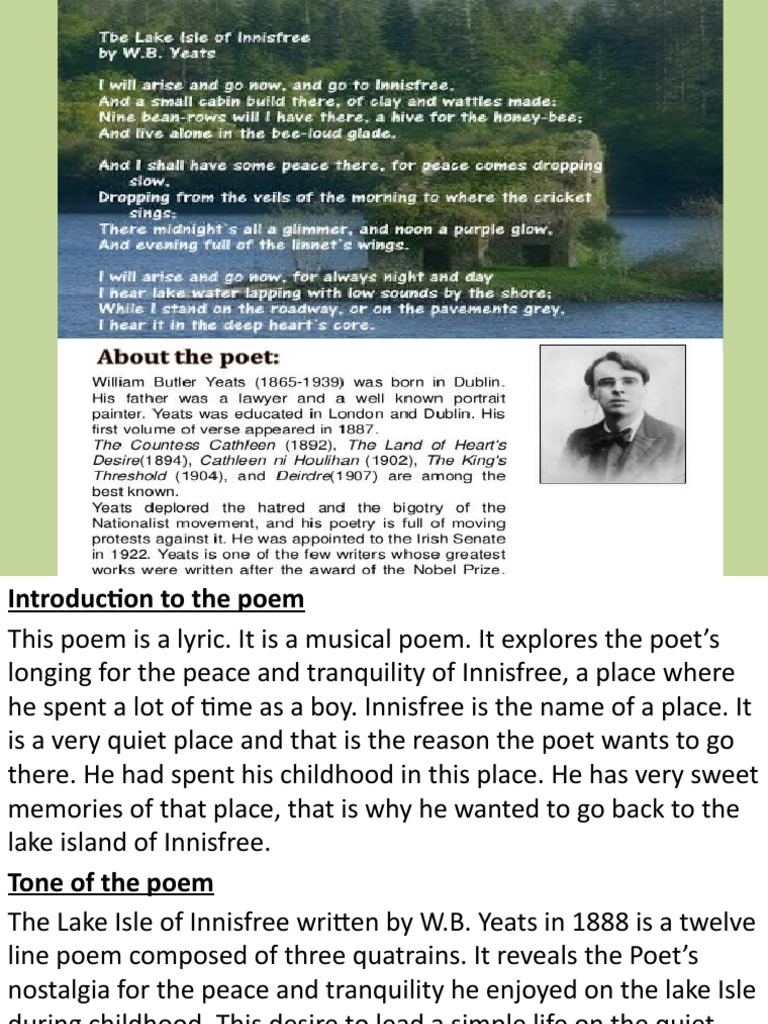 The Lake Isle of Innisfree | PDF | Poetry