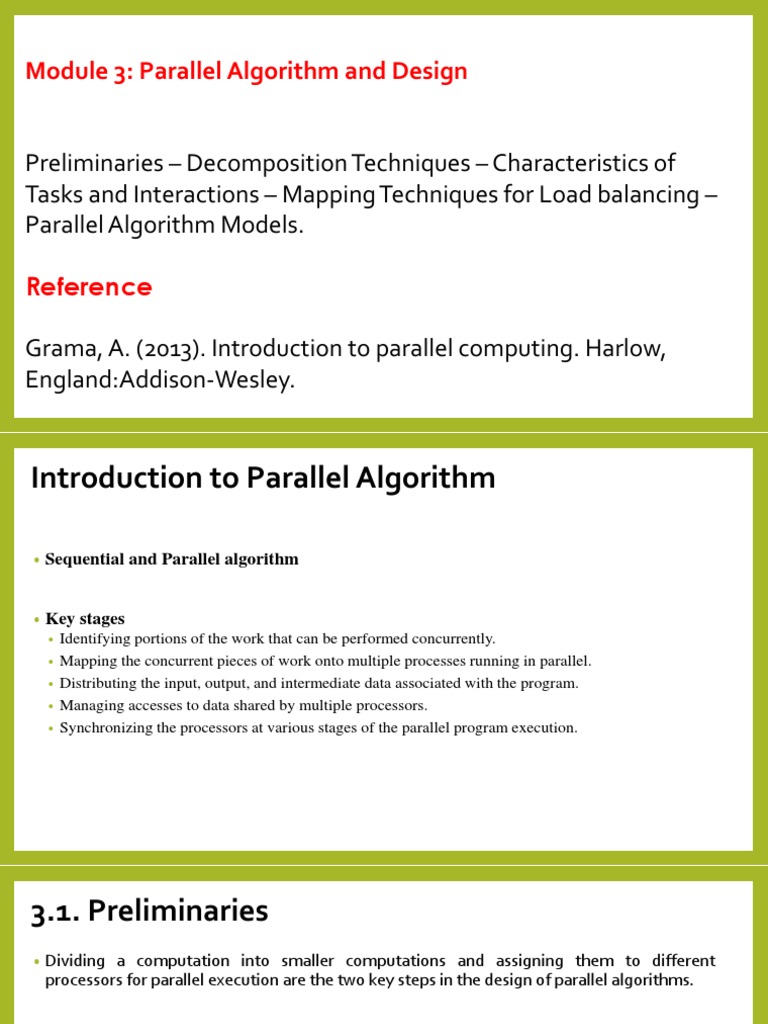 8 Parallel Algorithm Design Preliminaries 09 Jan 2020material I 09 Jan 2020 Module 3