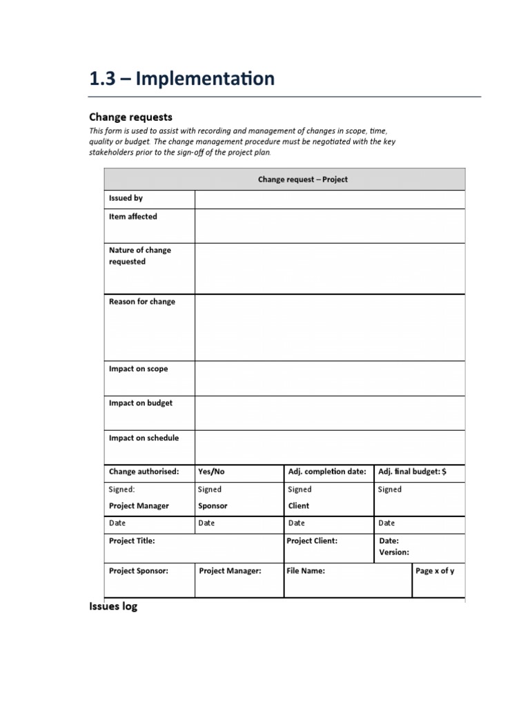 1.3 - Implementation: Change Requests | PDF | Computing | Business