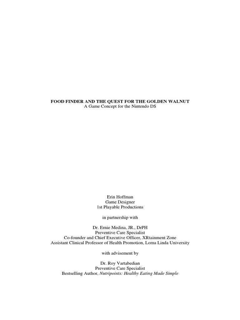 Food Finder and The Quest For The Golden Walnut | PDF | Nintendo | Foods