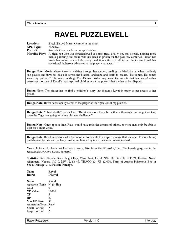 Ravel Puzzlewell: Hunchback of Notre Dame, Perhaps? | PDF