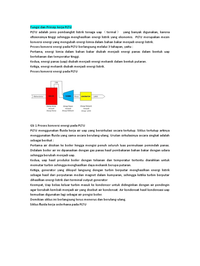 Fungsi Dan Prinsip Kerja PLTU | PDF
