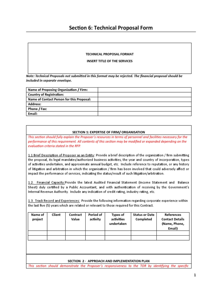 Section 6 - Technical Proposal Form | PDF | Liability Insurance | Indemnity