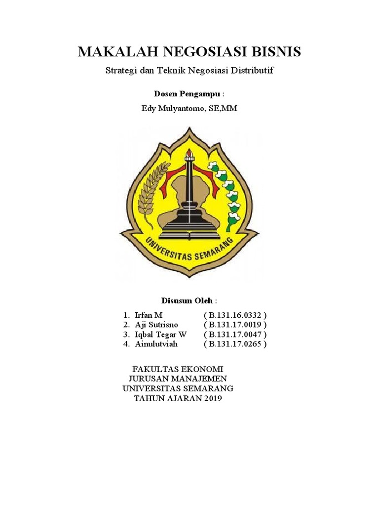 Strategi Negosiasi Distributif dalam Bisnis | PDF | Bisnis ...
