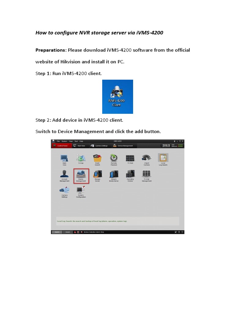 How To Configure NVR Storage Server Via iVMS-4200 | PDF