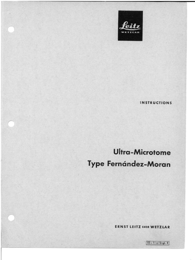 Leitz Ultra-Microtome Fernandez-Moran - Service Manual PDF | PDF
