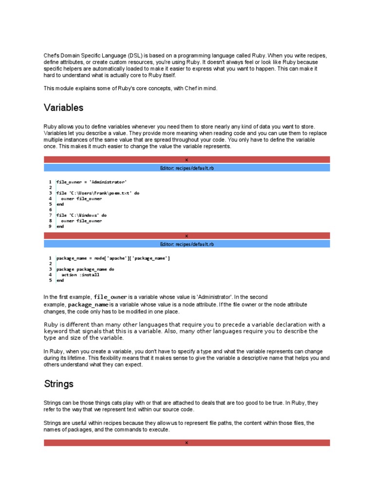 Chef's DSL Ruby | PDF | Method (Computer Programming) | Division ...