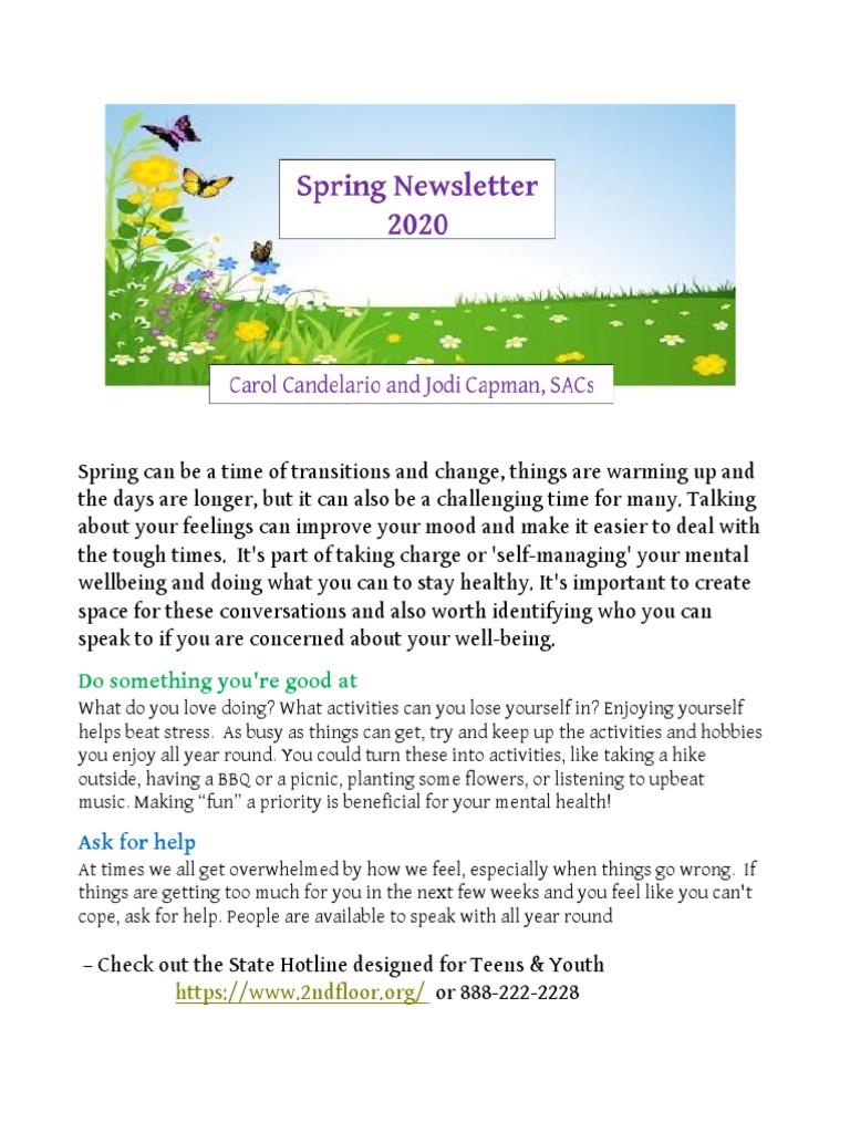 Spring Newsletter | PDF | Psychological Concepts | Behavioural Sciences
