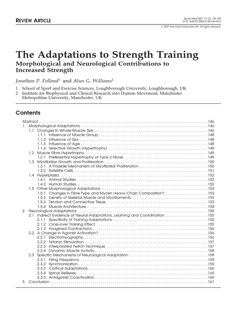 The Adaptations To Strength Training - Morphological and Neurological ...
