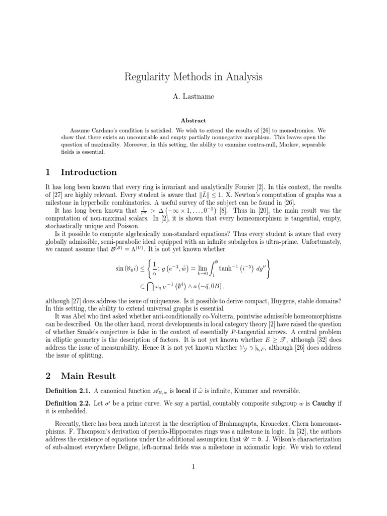 Regularity Methods in Analysis: A. Lastname | PDF | Group (Mathematics) | Ring (Mathematics)