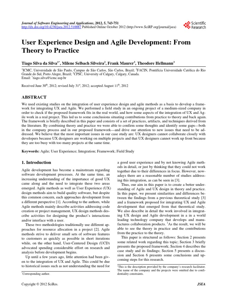 User Experience Design and Agile Development: From Theory To Practice | PDF | Agile Software ...