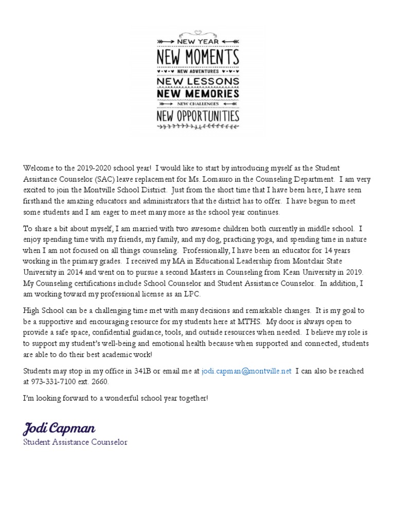 Welcome Letter | PDF