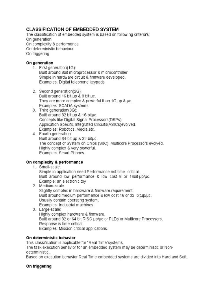 Classification of Embedded System | PDF