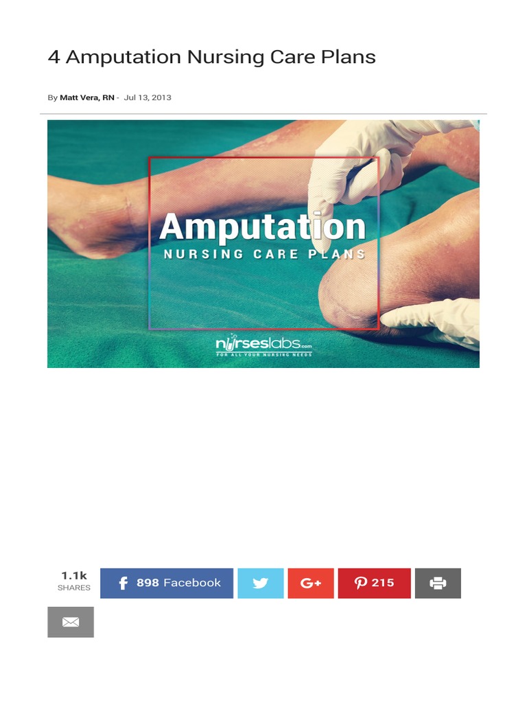 4 Amputation Nursing Care Plans - Nurseslabs-1 PDF | PDF | Amputation ...
