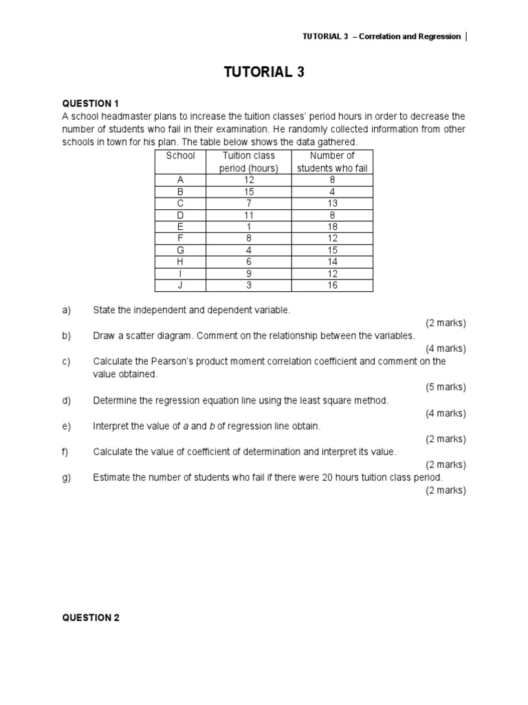 Tutorial Chapter 3-STA | PDF | Correlation And Dependence | Coefficient Of Determination