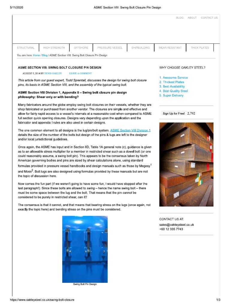 Swing Bolt Closure | PDF