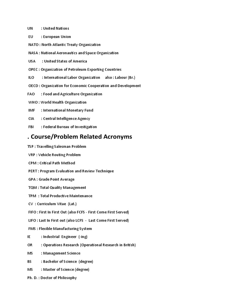 Top international organizations, acronyms and financial terms | PDF ...