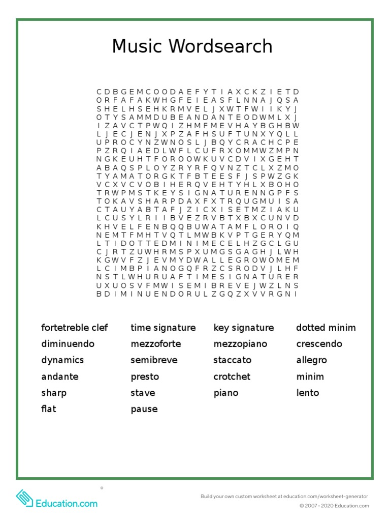 Music Wordsearch | PDF