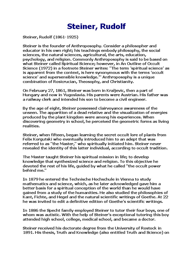 Rudolf Steiner | PDF | Rudolf Steiner | Theosophy