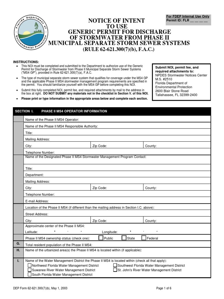 Phase II MS4 NOI | PDF | Stormwater | Surface Runoff