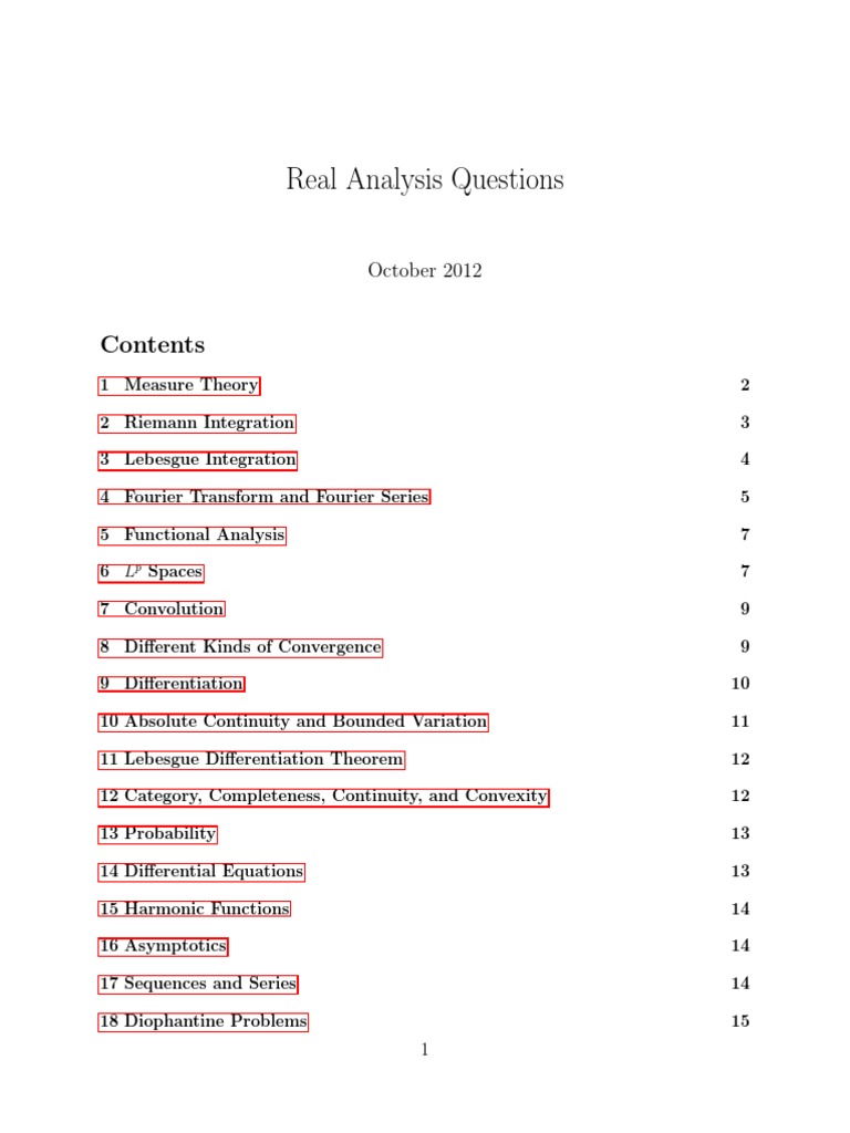 Real Analysis Questions: October 2012 | PDF | Lebesgue Integration ...