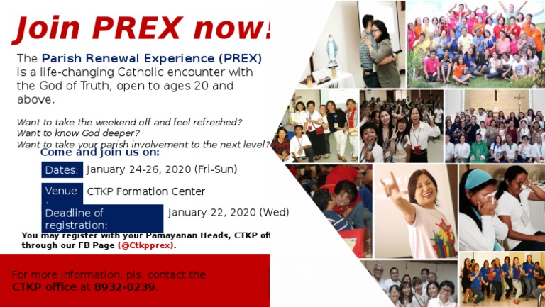 Join PREX Now!: Parish Renewal Experience (PREX) | PDF
