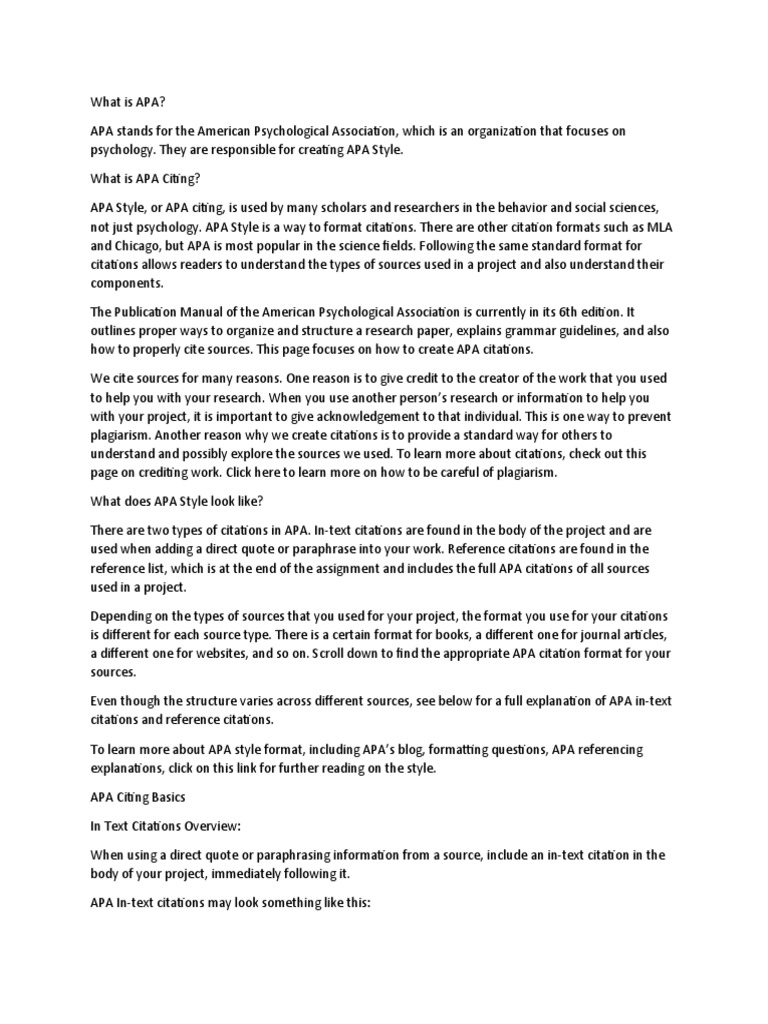 What Is APA | PDF | Citation | American Psychological Association