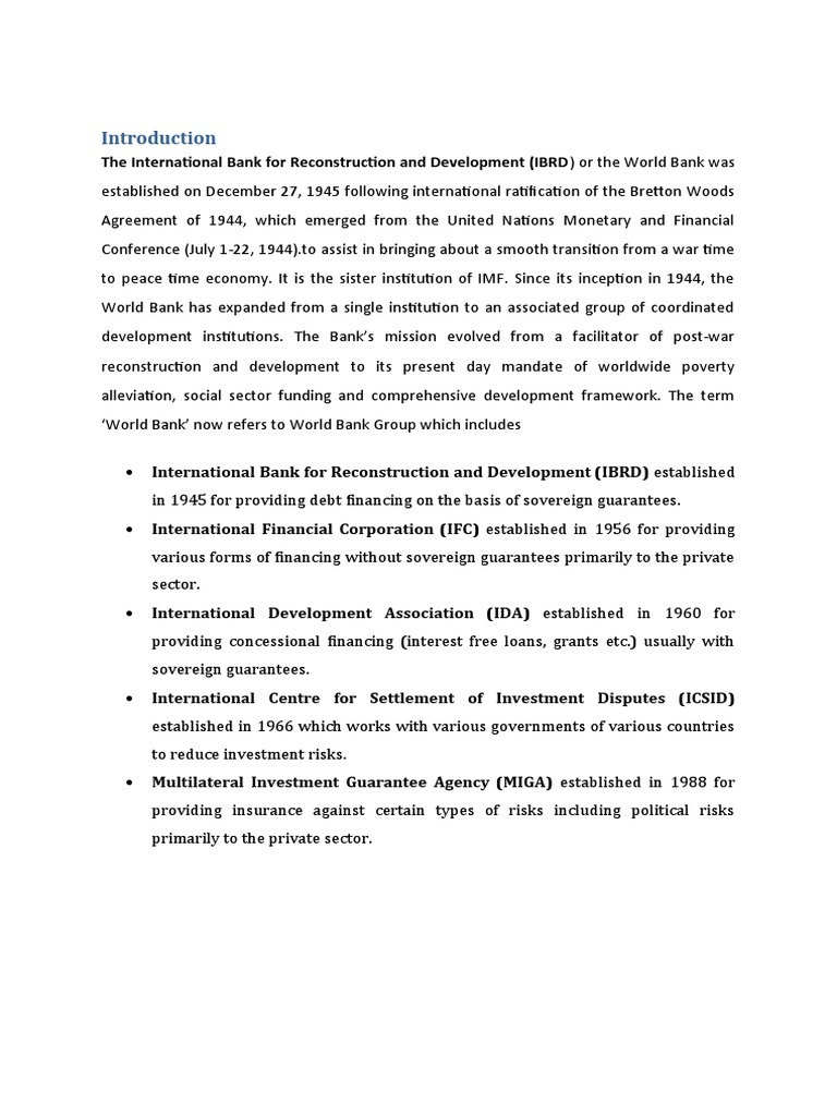 The International Bank For Reconstruction and Development | PDF ...