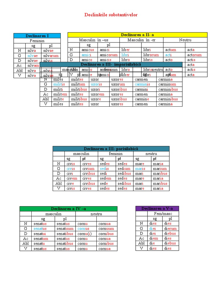 Declinarea Substantivelor Fisa Teoretică | PDF