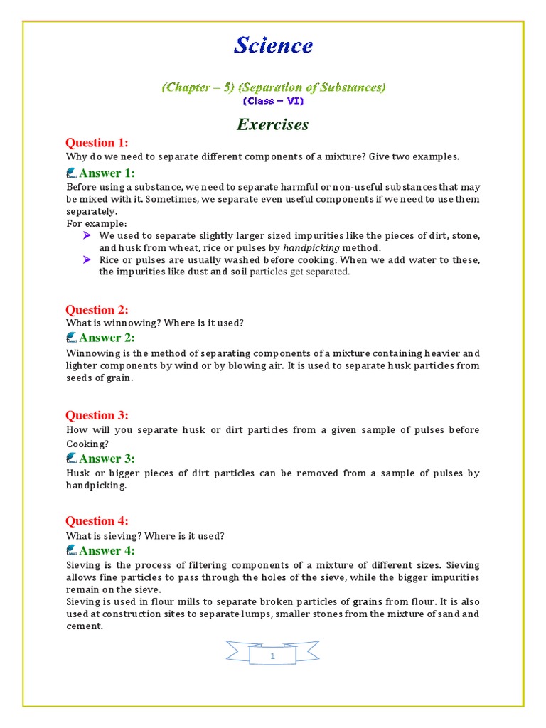 Exercises: Answer 1 | PDF | Filtration | Mixture
