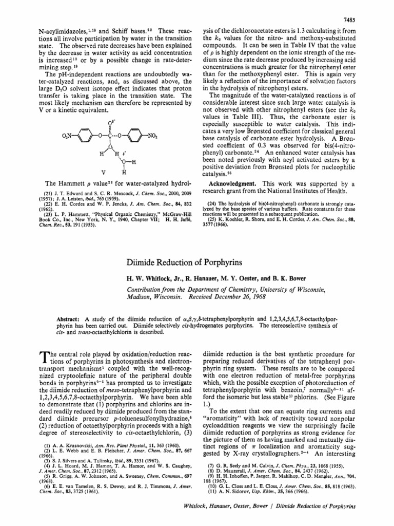 Diimide Reduction of Porphyrins: J - Chem. SOC., A M - Chem. SOC., 84 ...