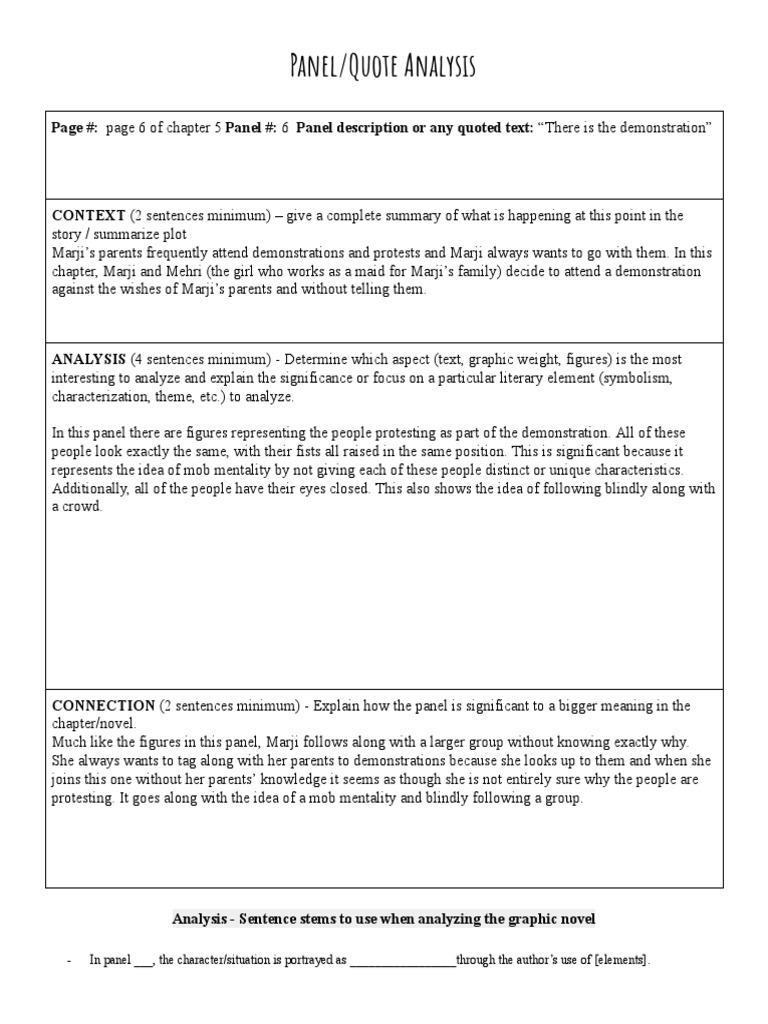 Panel Quote Analysis Persepolis - CH 5-8 | PDF | Psychological Concepts