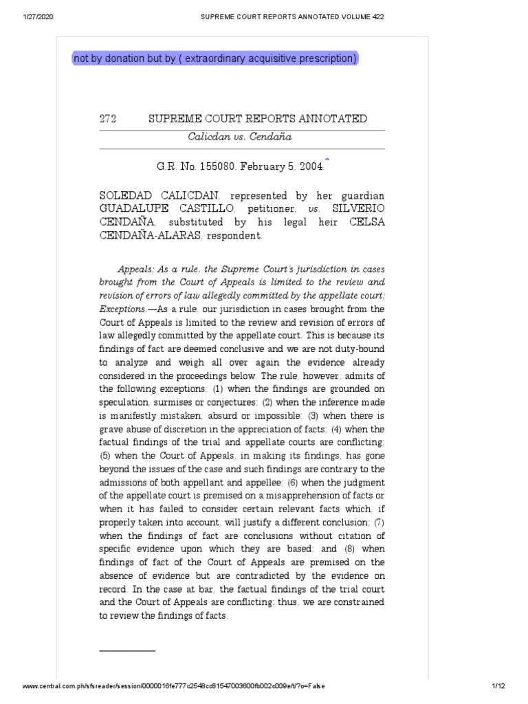 Calicdan v. Cendana | PDF | Hearsay | Witness