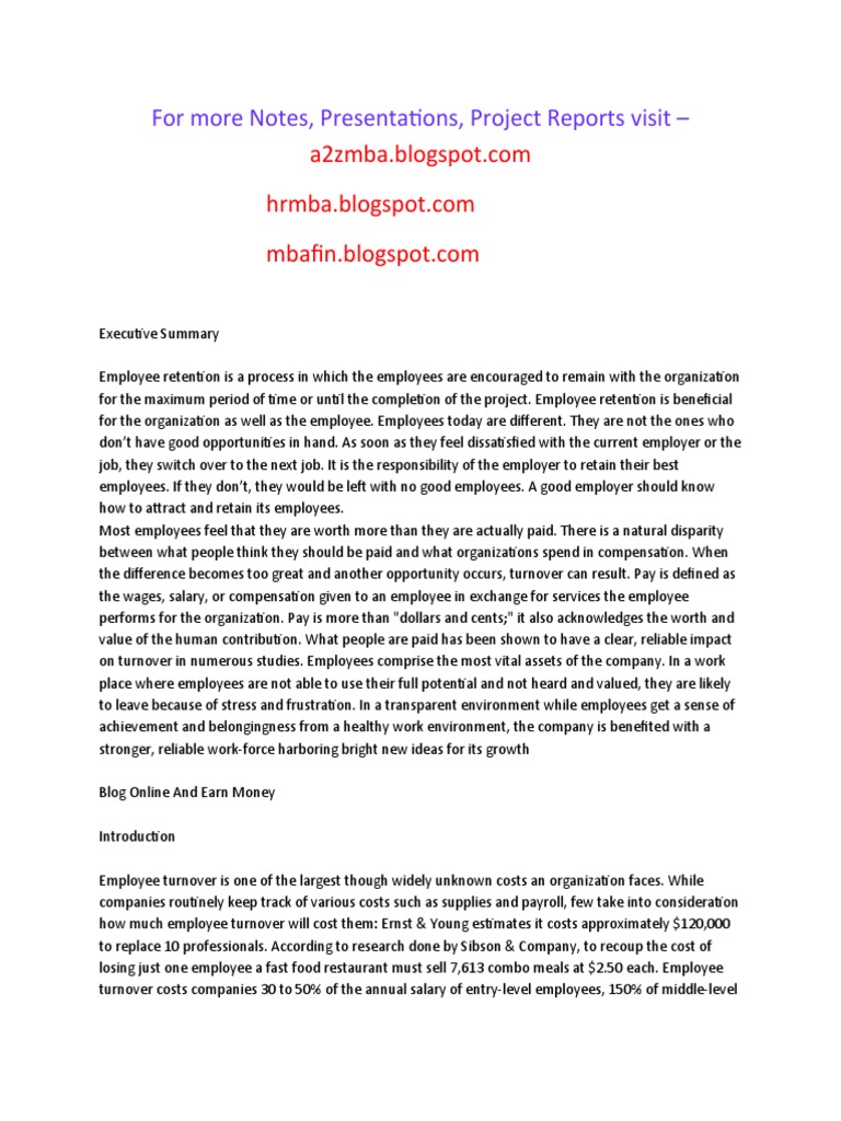 21300960 Employee Retention Project Report