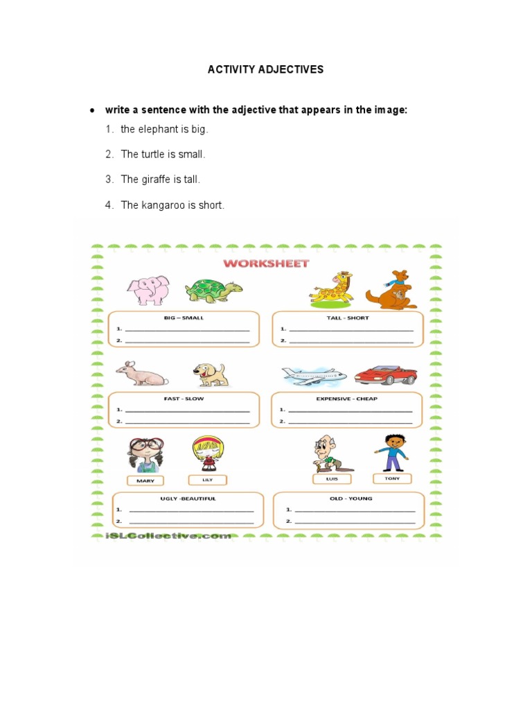 Activity Adjectives for Animals | PDF | Language Arts & Discipline ...