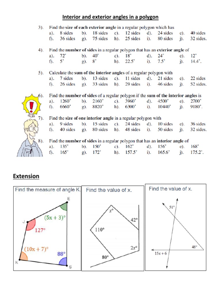 Polygon Angle Calculations Guide | PDF