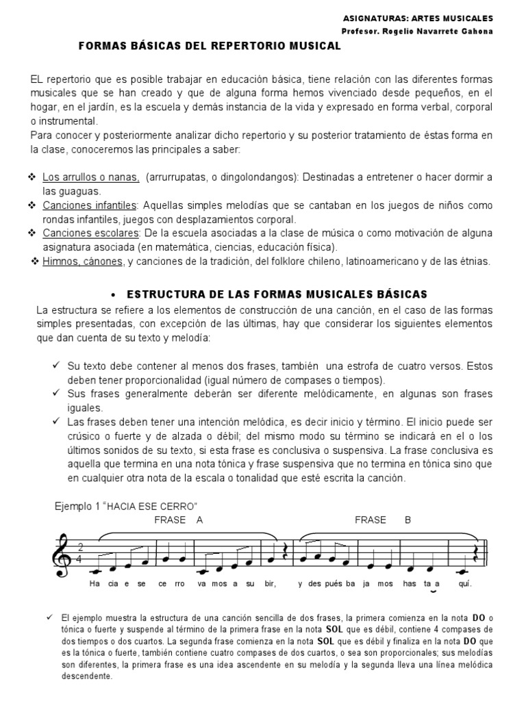 Formas Básicas Del Repertorio Musical | PDF | Melodía | Escala (música)