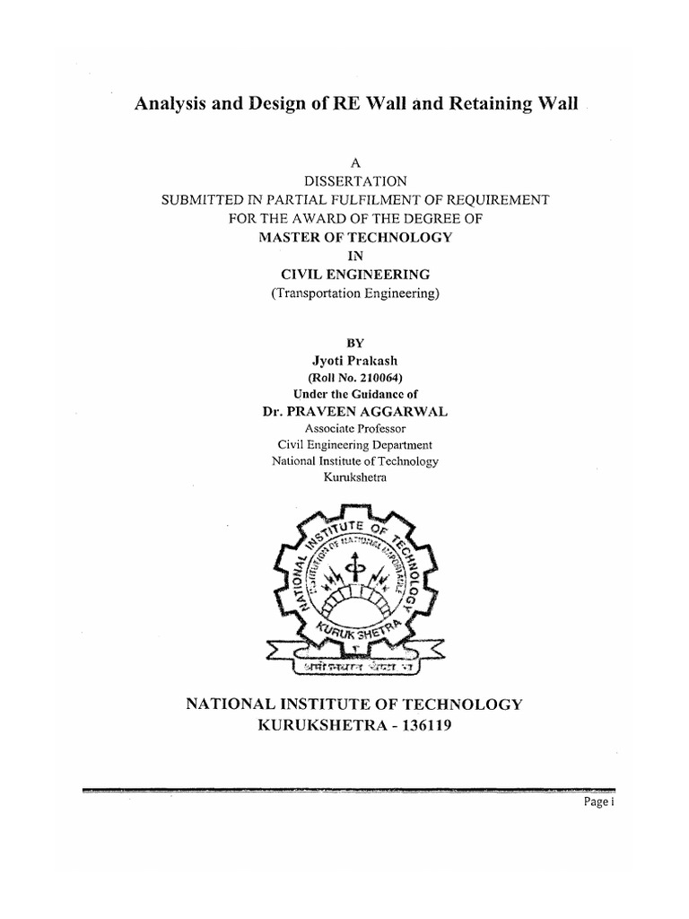 Analysis and Design of RE Wall and Retaining Wall | PDF | Drainage ...