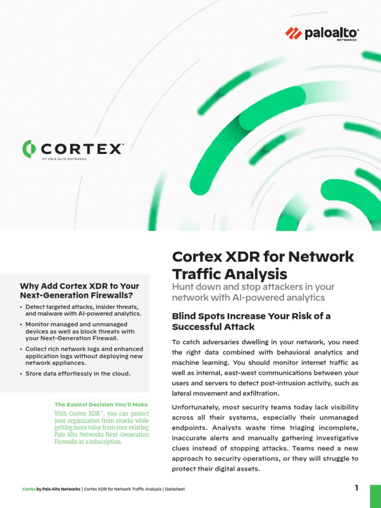 Cortex XDR For Network Traffic Analysis PDF | PDF | Cloud Computing | Malware