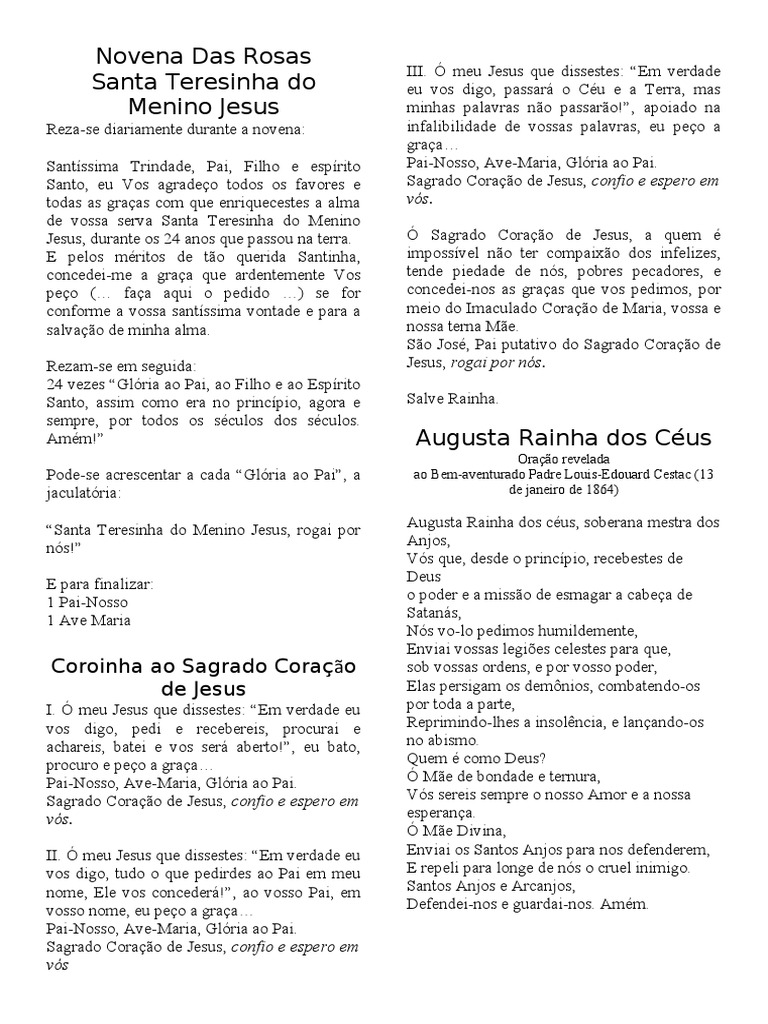 Novena Das Rosas | PDF | Crença e doutrina religiosa | Comportamento e ...