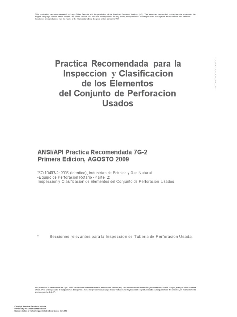 API 7G-2 Spanish 2009 Libre PDF | PDF | Fatiga (material) | Tubería ...