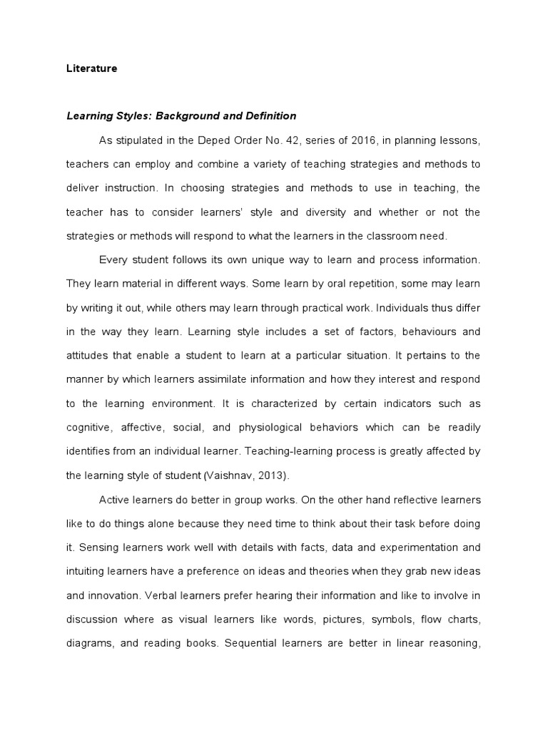 RRL and RRS On Learning Styles | PDF | Learning Styles | Memory