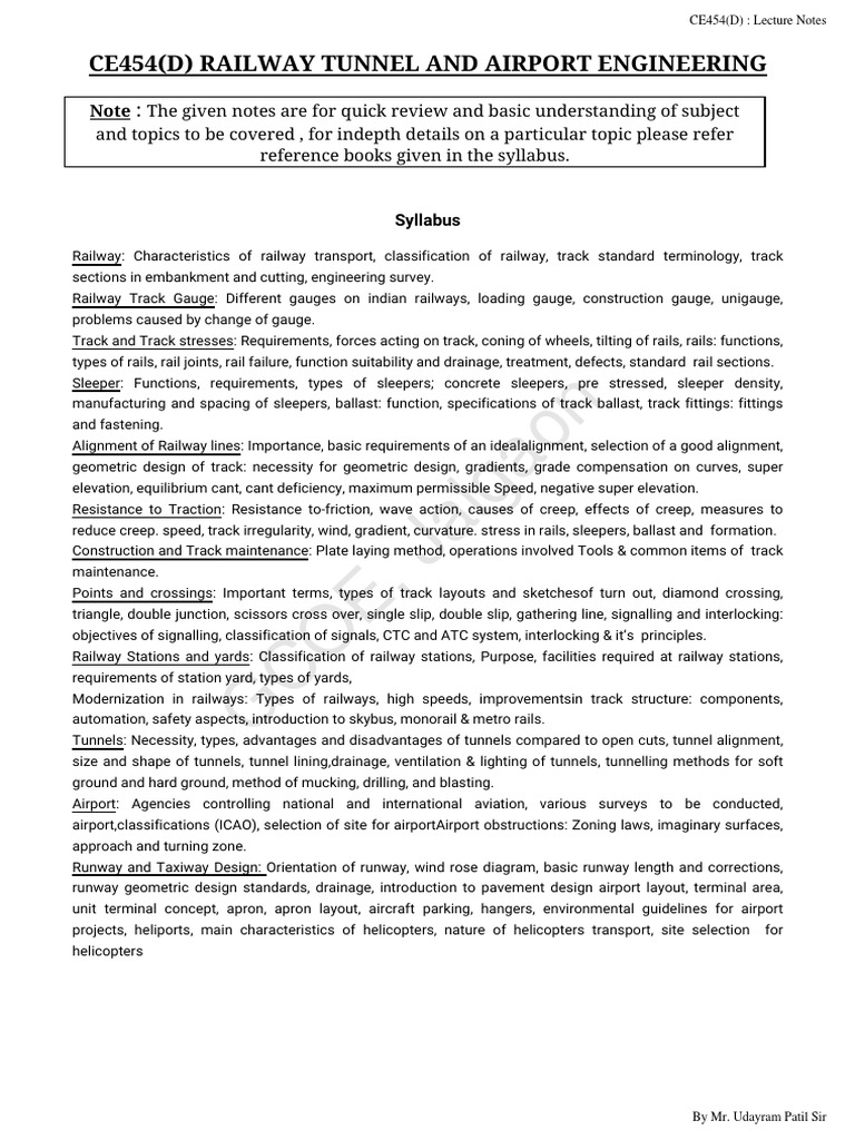 Railway Engineering Notes | PDF | Track (Rail Transport) | Rail Transport