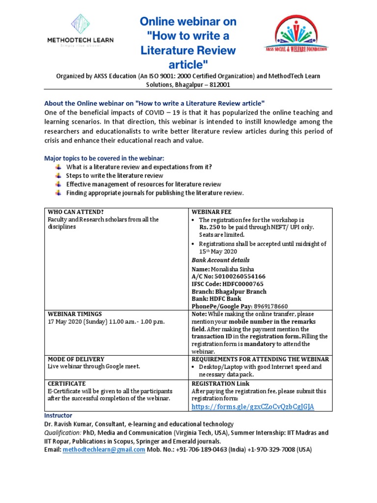 Literature Review Webinar Registration | PDF | Web Conferencing ...