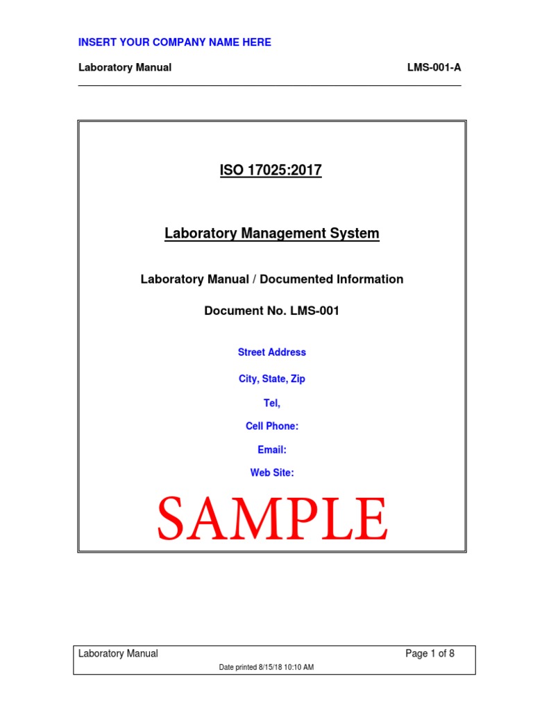 ISO 17025:2017 Lab Manual Template | PDF | Verification And Validation ...
