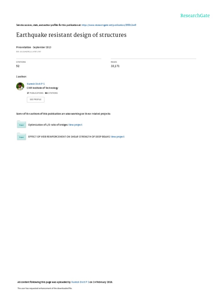 Earthquake Resistant Design of Structures: September 2013 | PDF ...